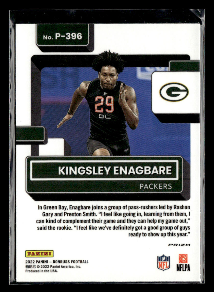 2022 Panini Donruss - Rated Rookie Kingsley Enagbare #P-396 Optic ...