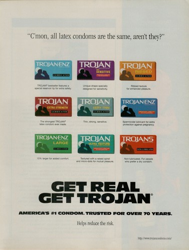 1997 Trojan Latex Condoms Americas #1 9 Different Models VINTAGE PRINT ...