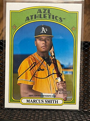 MARCUS SMITH 2021 TOPPS HERITAGE MINOR LEAGUE REAL ONE AUTO ROOKIE ...