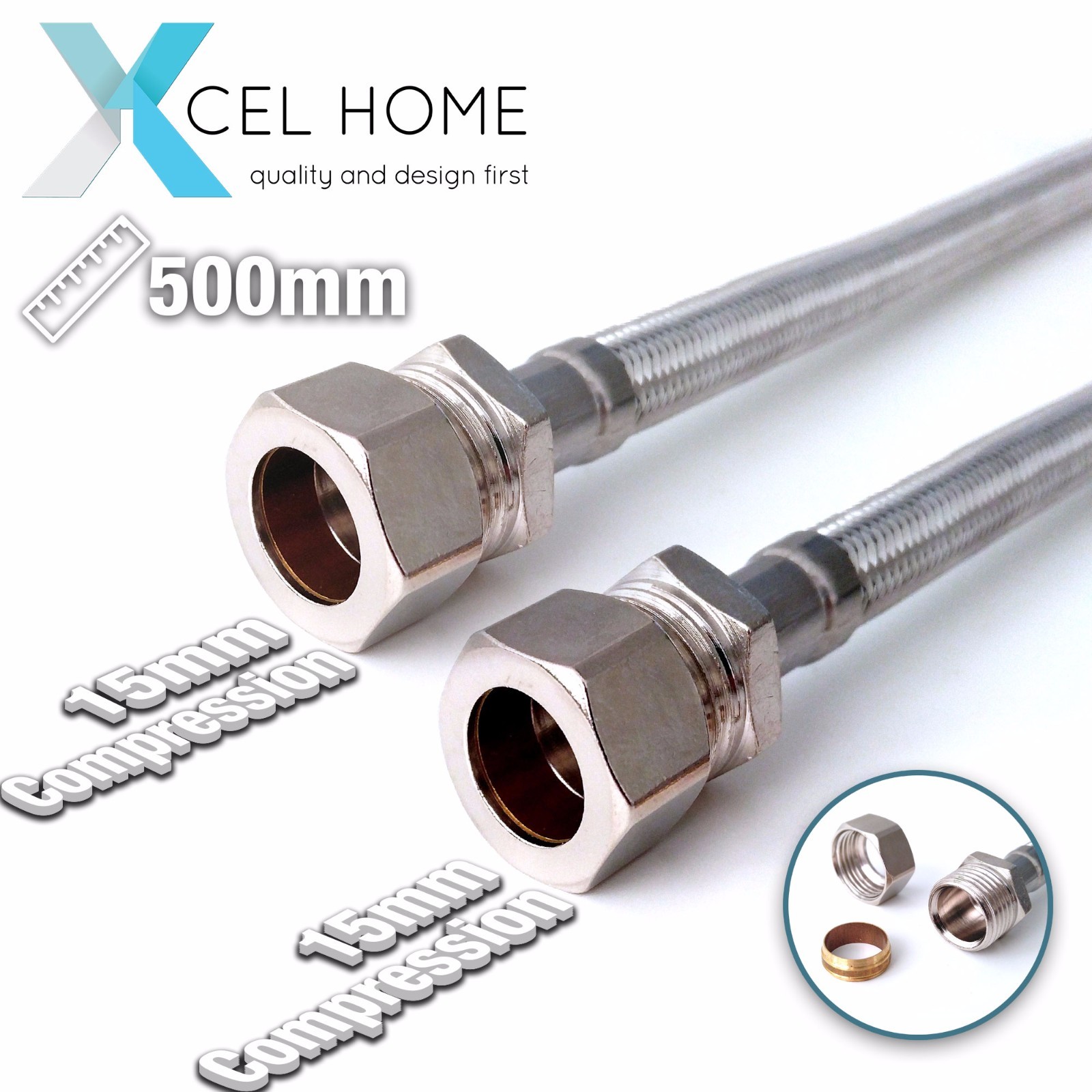 M10 M12 1/2" 3/4" 3/8" Compression Kitchen Basin Mixer Flexi Hose Tap ...