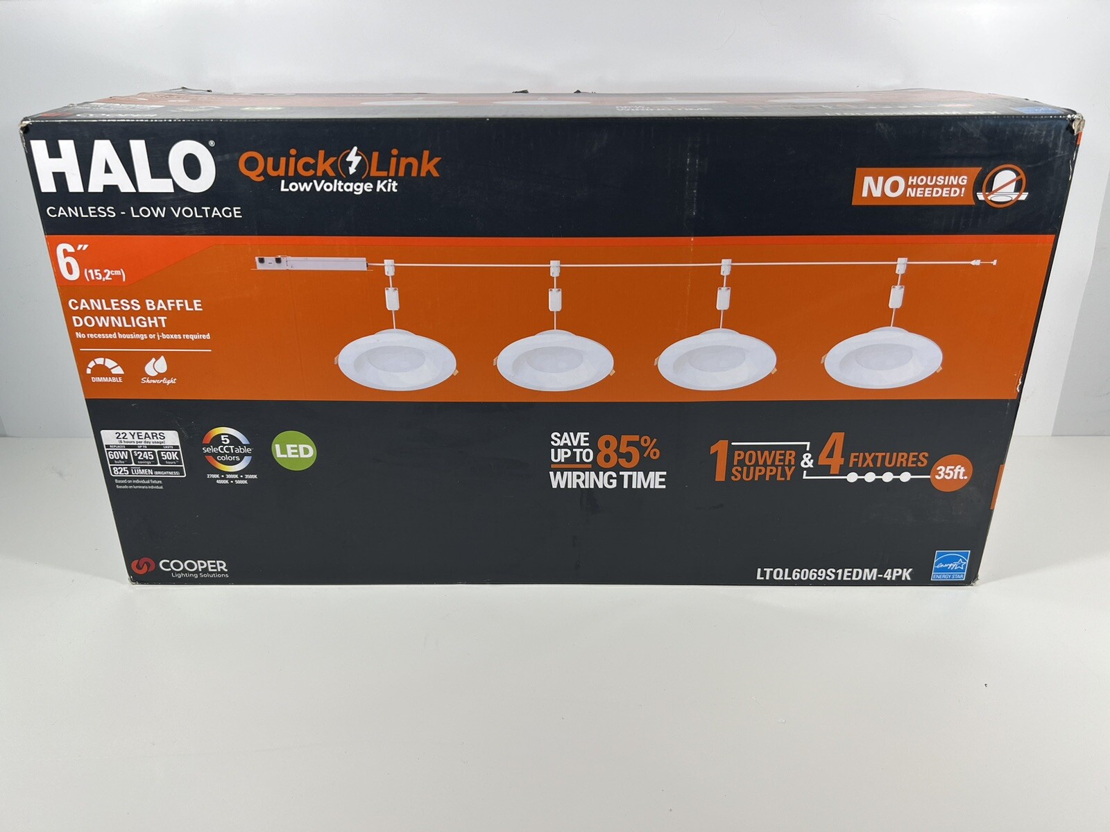 Halo QuickLink 6 in. Selectable 5 CCT Direct Mount Canless LED Recessed ...