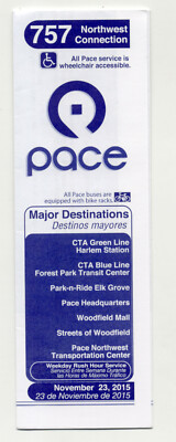 Pace Bus Route 757 Northwest Connection Schedule November 23, 2015 | eBay