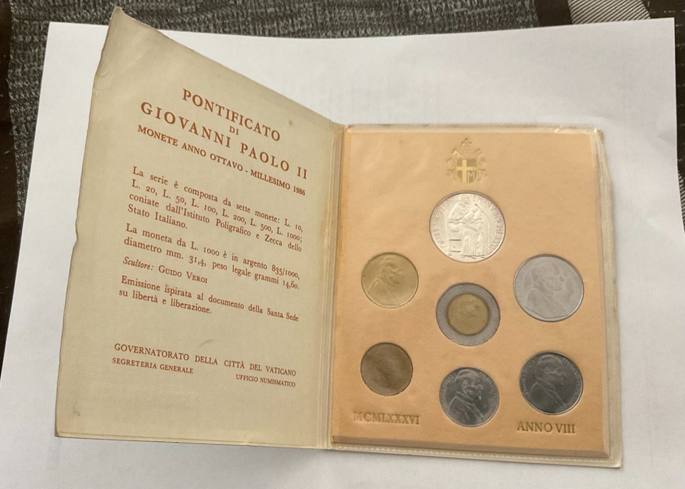 Pontificato Giovanni Di Paolo II - 1986 Vatican Pope Coin Set Roman ...