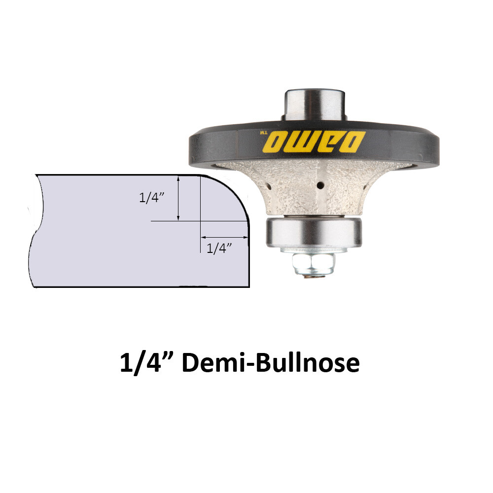 DAMO 1/4" Demi-bullnose/Roundover Coarse Diamond Hand Profiler/Router ...