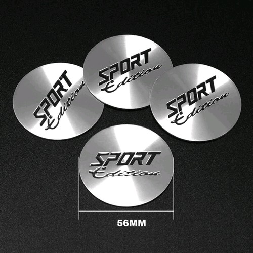 4Pcs 56MM SPORT Edition Chrome Car Wheel Center Cover Hub Sticker Cap ...