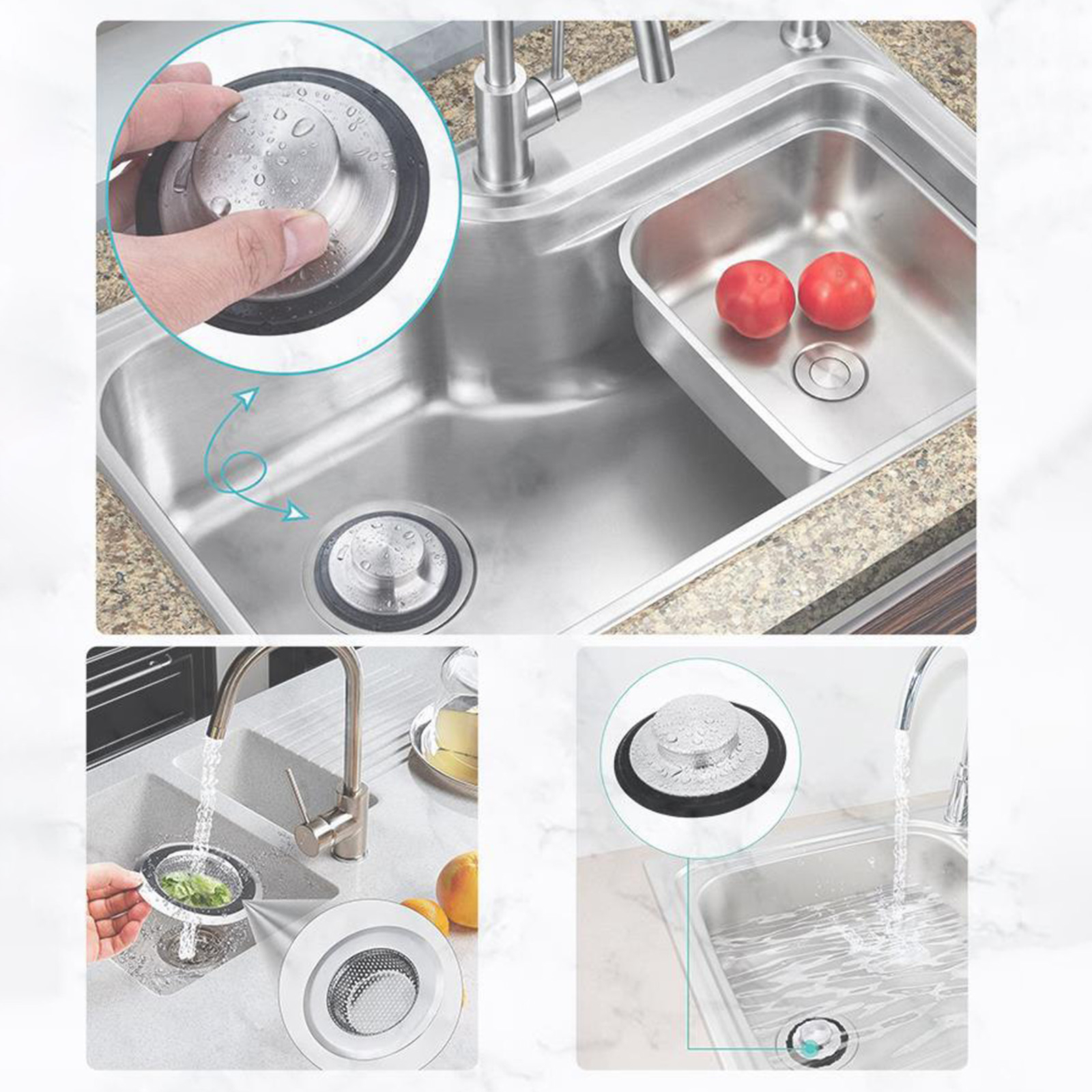 1 Set Drain Filter Reusable Filtering Sink Stopper Drain Cover Compact ...