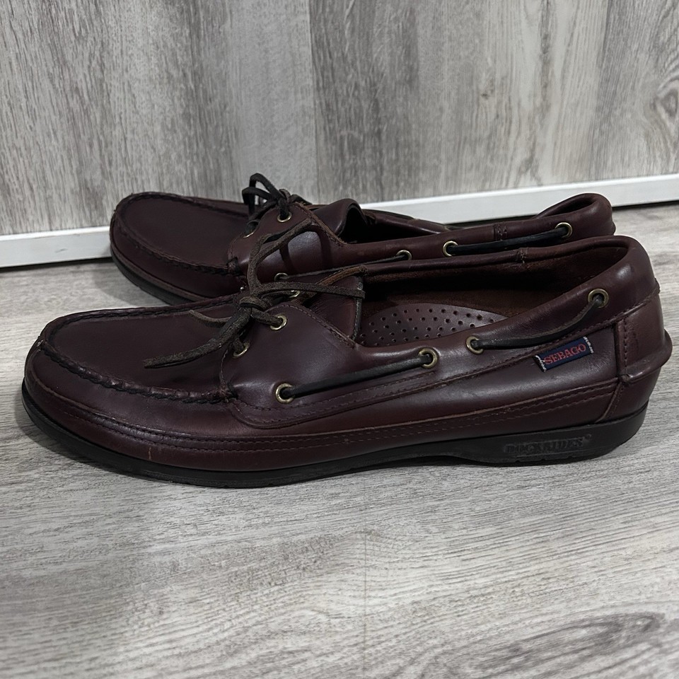 Sebago Docksides Boat Deck Shoes Mens 10 Wide Brown Waxed Leather ...