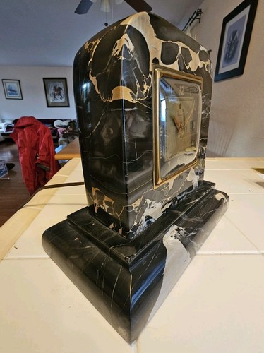 Telechron Black Marble Mantle Clock Working Heavy Unique Vintage | eBay