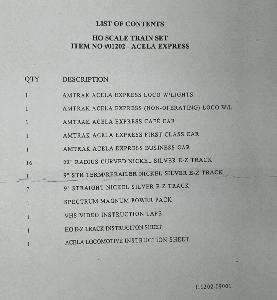 BACHMANN AMTRAK ACELA EXPRESS PASSENGER TRAIN SET HO SCALE - FREE ...