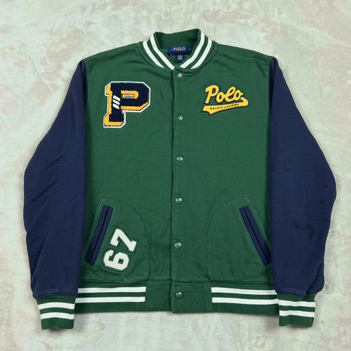 Polo Ralph Lauren Cotton Terry Letterman Jacket Boys Size Large Big ...