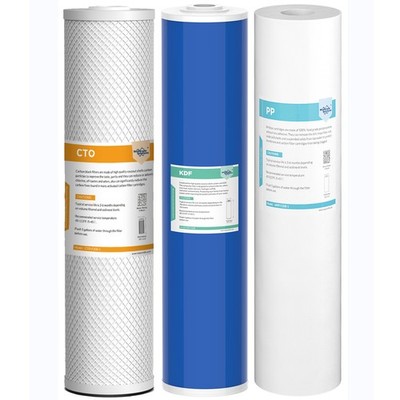 3 Stage 20x4.5" Sediment KDF Carbon Water Softerner Filter Whole House ...