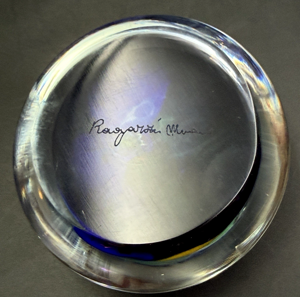 LG Murano Italy Paperweight Signed Millefiori Art Glass Oblate Spheroid ...