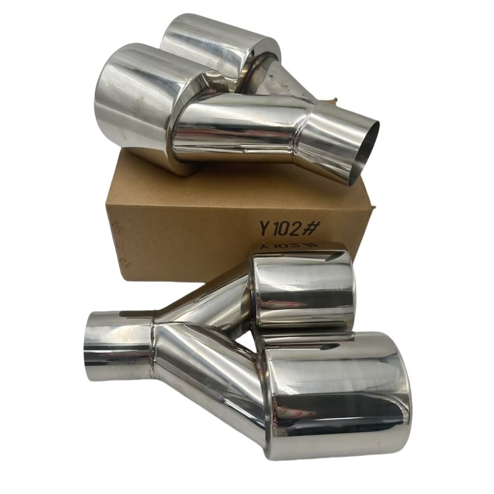 QUAD 4" OUTLETS STAINLESS EXHAUST TIP 2.5" INLET STAGGERED DOUBLE WALL ...