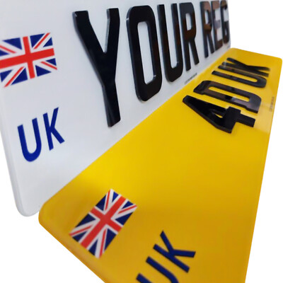 4D Number Plates UK FLAG Front & Rear Road Legal Car Registration 3mm ...