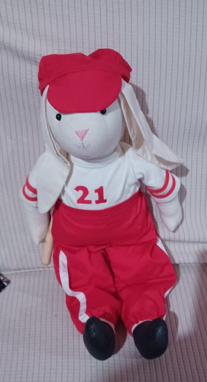 Handmade Stuffed Bunny Rabbit Baseball Player Holding Bat Removable ...