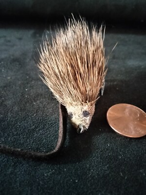 VINTAGE HANDMADE FISHING LURE DEER HAIR GREY MOUSE FLY FISHING | eBay