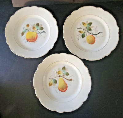 Three Vintage White China with Fruit Design 7 1/4-Inch Plates | eBay