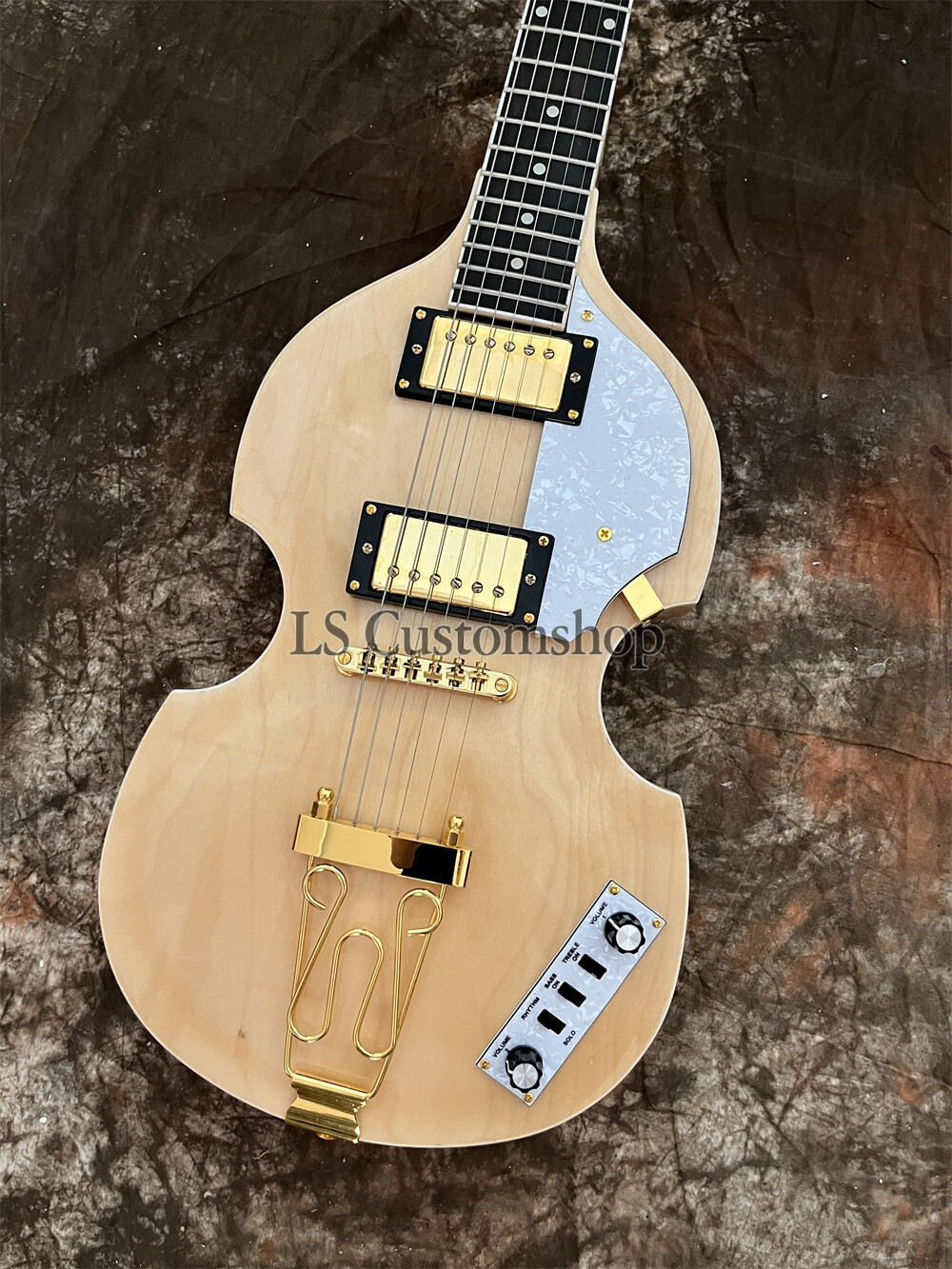 6 String Violin Electric Guitar Hollow Body Gold Hardware Special Shape ...