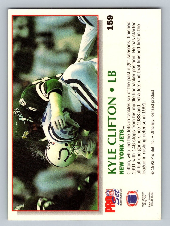 1992 Pro Set Power #159 Kyle Clifton New York Jets | eBay