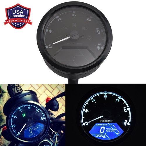 Multifunction LCD Digital Speedometer Tachometer Odometer Gauge For 2-4 ...