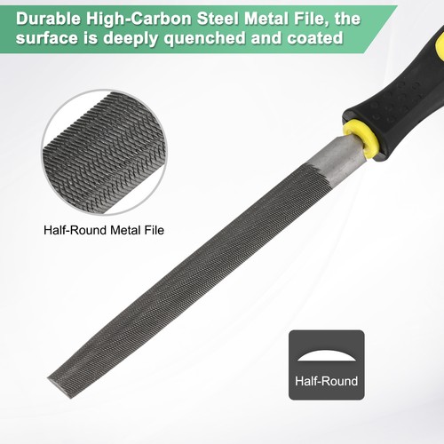 2-Pack Half-Round Metal File 6 Inch, High Carbon Steel File Hand W PVC ...