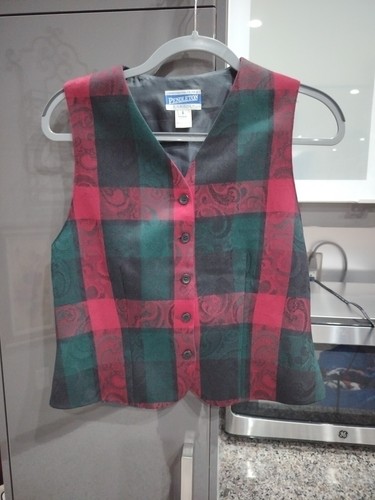 Pendleton 100% Wool Plaid Vest Vintage Red Green Size Women's 6 S23 | eBay