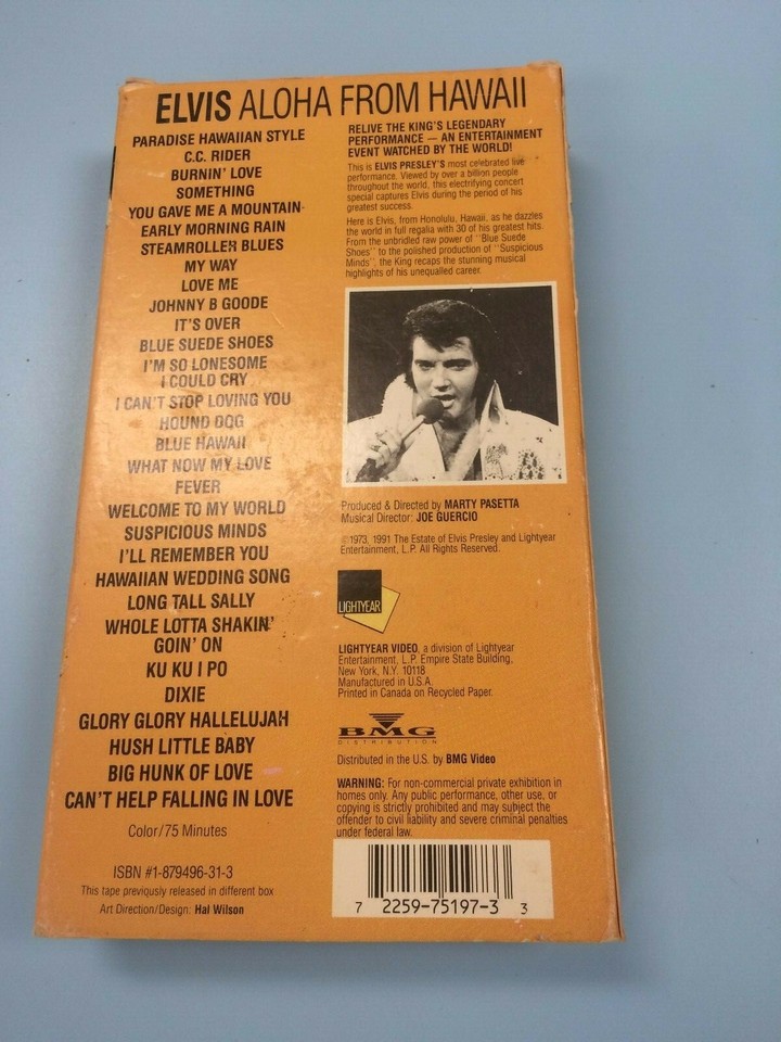 Elvis Presley's Aloha From Hawaii VHS Tape S2B | eBay