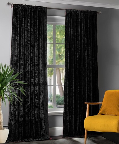 Luxury Crushed Velvet Window Curtain 1 Panel Rod Pocket Blackout Heavy ...
