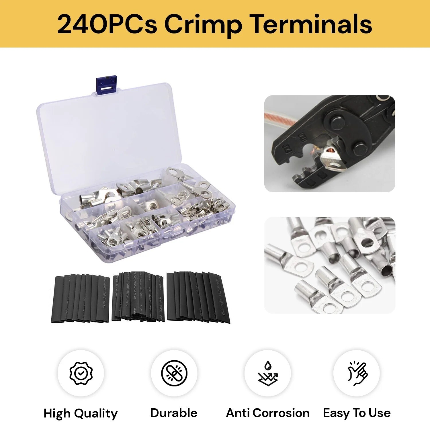 Cable Lugs Battery Copper Ring Terminals Lugs Crimp Electrical Wire ...