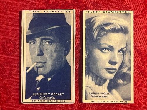 1947 CARRERAS TURF SLIDES-FILM STARS-2 CARD LOT-HUMPHREY BOGART ...