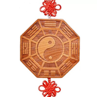 Peachwood Wuxing bagua Fu pendant bagua mirror sign nine palace Taiji ...