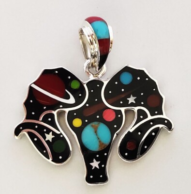 PRETTY CELESTIAL TURQUOISE SATURN SPINY ONYX LAPIZ INLAY 925 SILVER RAM ...