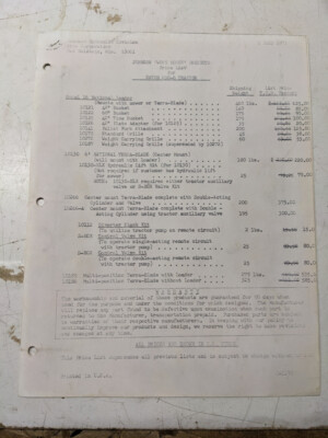 PRICE LIST JOHNSON WORK HORSE PRODUCTS & NATIONAL 16 LOADER FOR SATOH ...