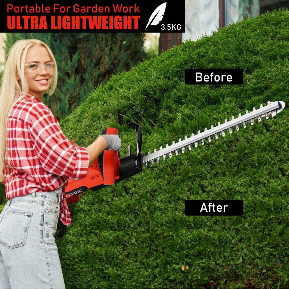 22 Inch Handheld Electric Cordless Hedge Trimmer Bush Trimmer with 21V ...