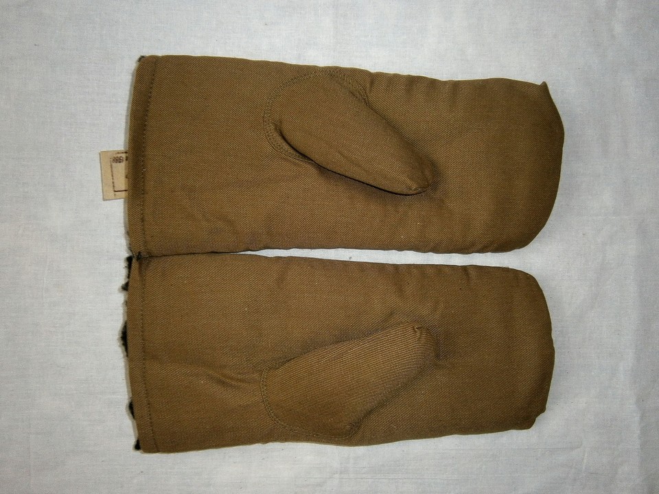 Super Warm Fur Mittens Wool Fleece Russian Army Gloves Soviet Military ...