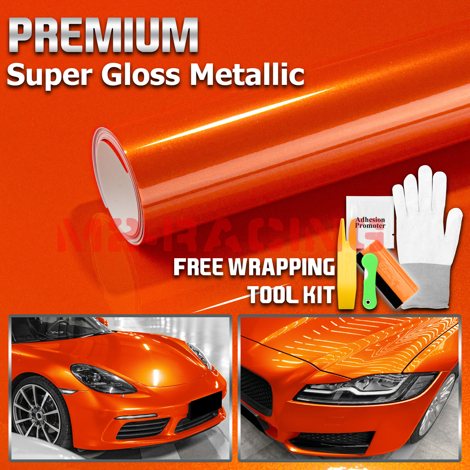 Premium Super Gloss Metallic Orange Vinyl Car Wrap Sticker Decal Sheet ...