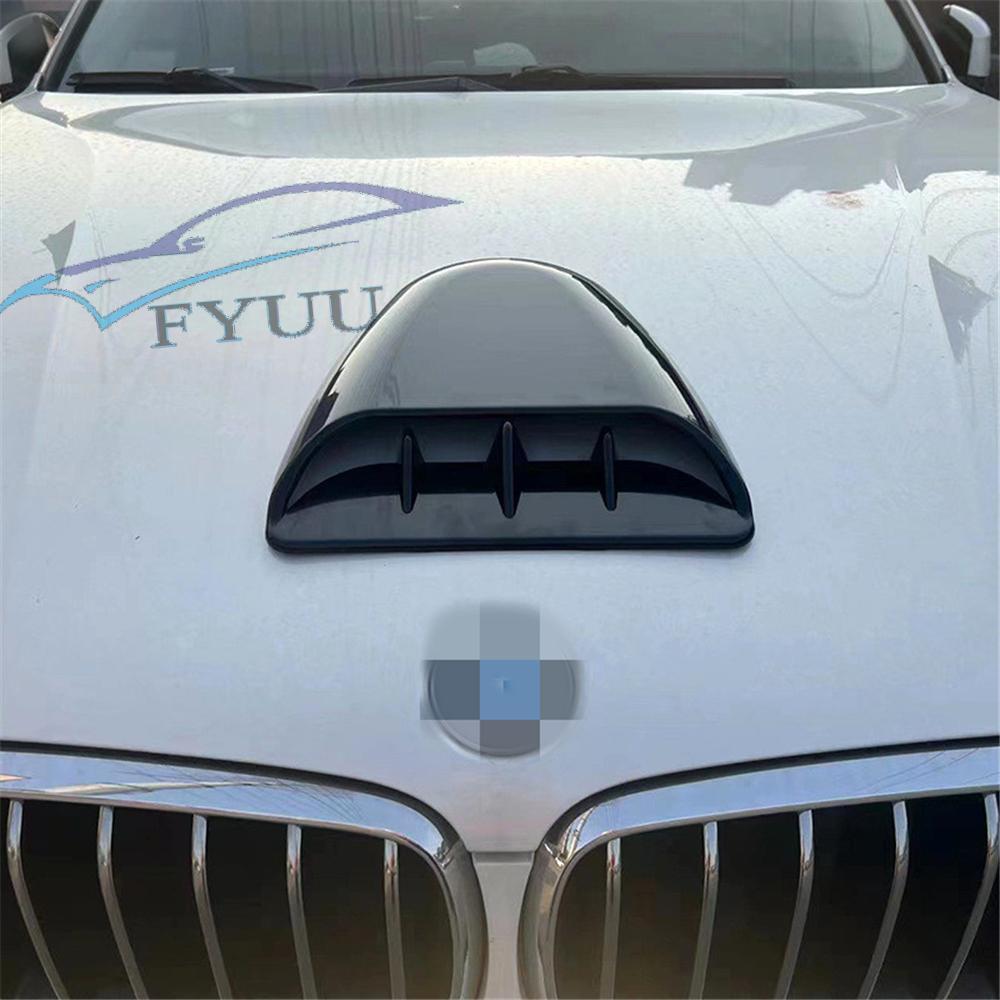 Glossy Black Car Air Flow Intake Hood Shark Fins Scoop Vent Bonnet ...