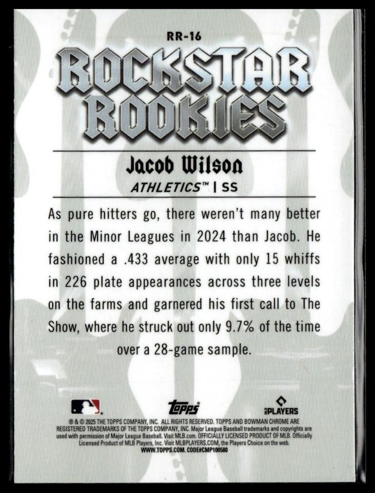 2025 Bowman #RR-16 Jacob Wilson Rockstar Rookies | eBay