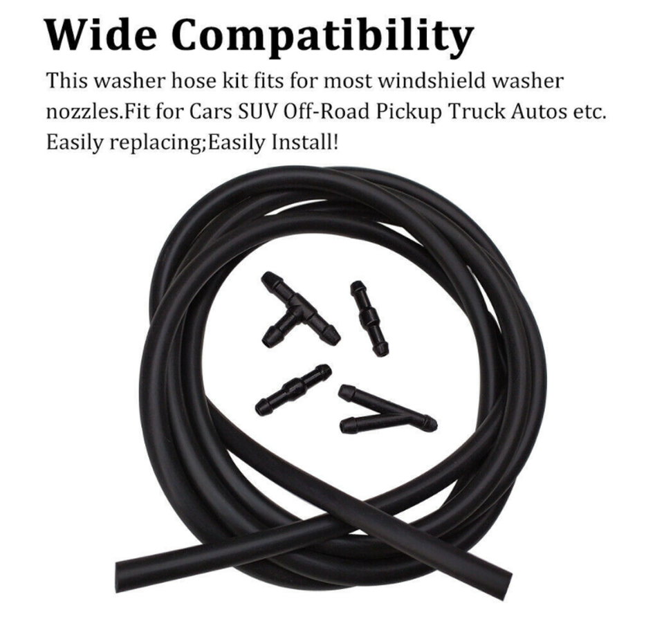 2M Washer Nozzle Spray Pump Hose Car Front Rear Windshield Wiper Jet ...