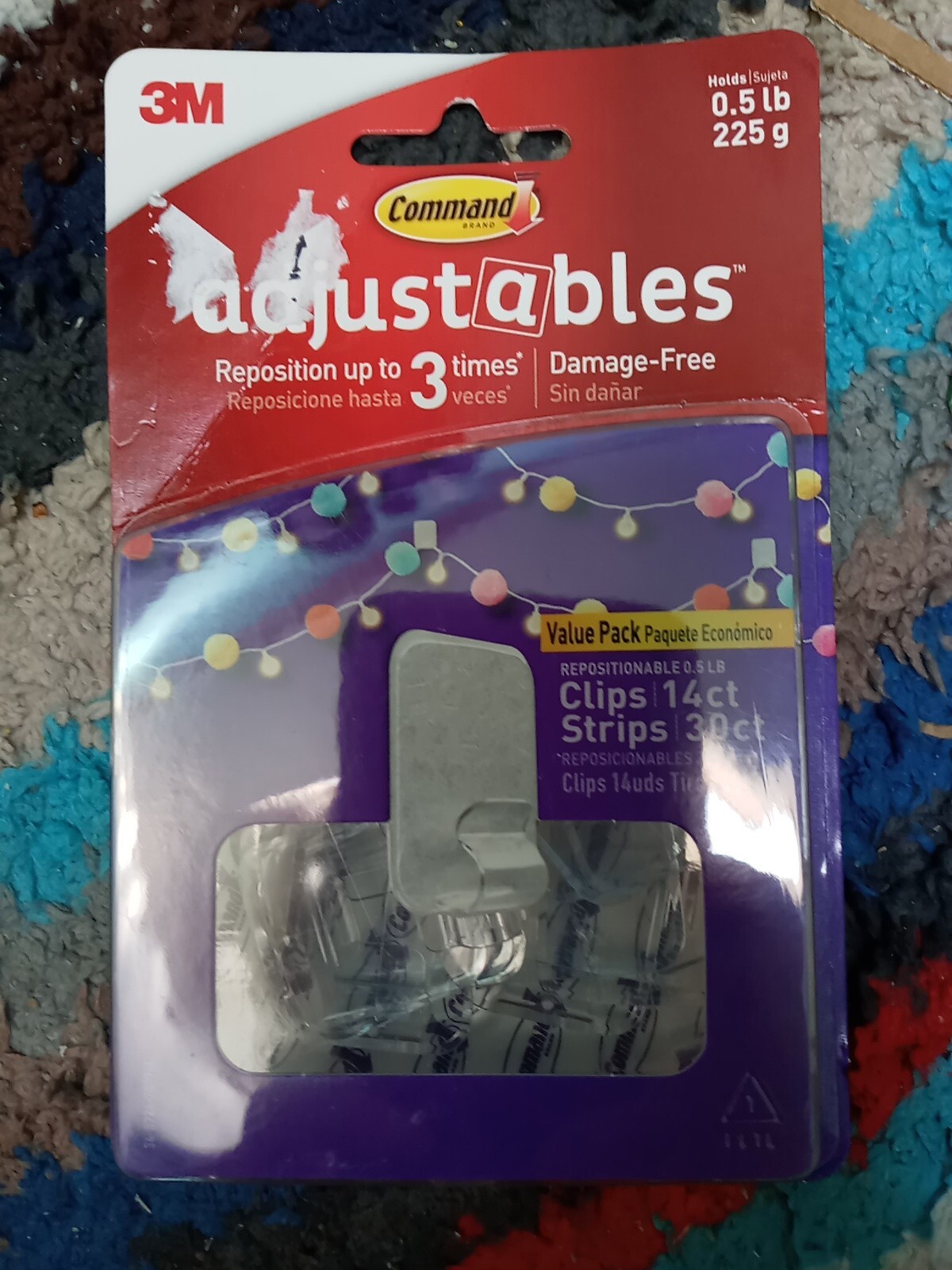 NEW unopened in box 3M Command Adjustable, Repositionable Clips 14pc ...
