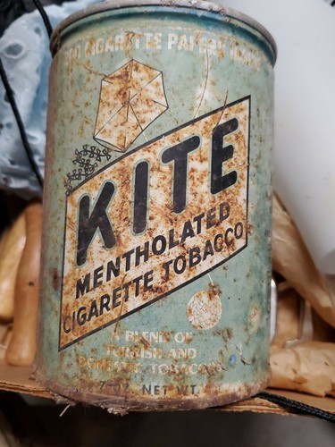 vintage KITE mentholated Cigarette tobacco tin, (empty) great colors ...