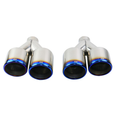 Pair Universal 2'' ID 3.5'' OD Exhaust Tips End Dual Tip Burnt Blue Tip ...