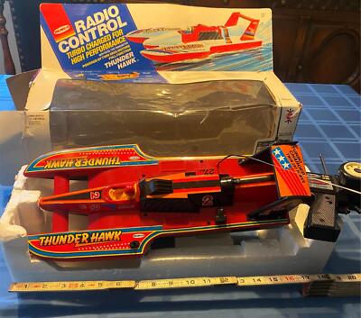 Vtg Remco Thunder hawk R/C Hydroplane Race Boat Remote control Orig Box ...