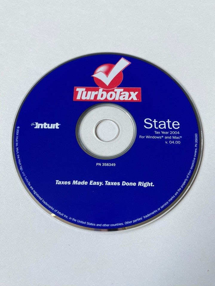 Turbotax 2004 State Turbo Tax - No more Efile PN 358349 Windows and Ma ...