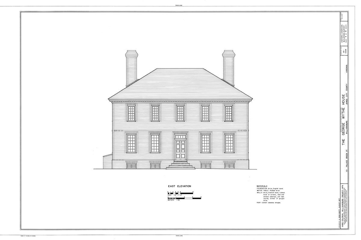 Traditional Brick House, Colonial Williamsburg architectural PRINTED ...