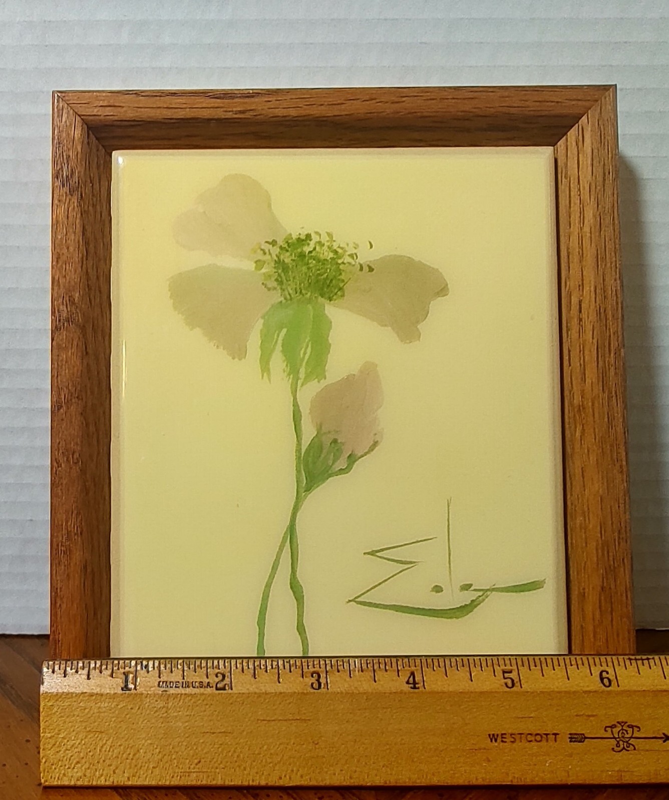 Vintage Art Tile Floral Trivet Kimberly Enterprises Watercolor 6.25 x 7 ...