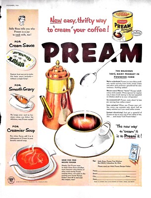 Original 1954 Pream Coffee Ad: New easy thrifty way to cream coffee | eBay