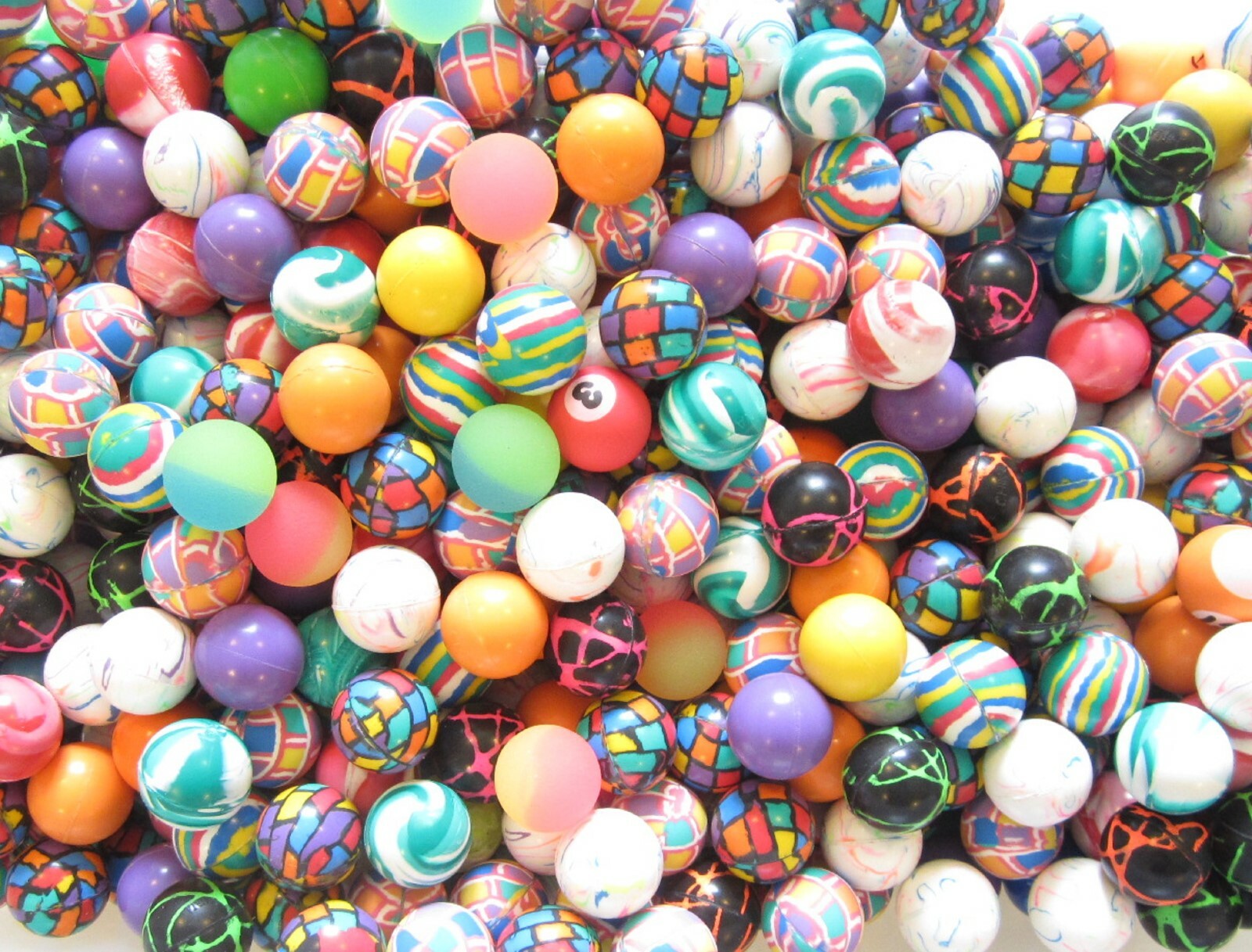 144 ASSORTED RUBBER SUPER HIGH BOUNCE BALLS 27MM 1" HI BOUNCY SUPERBALL ...