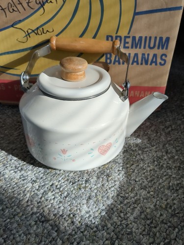 Vintage Lincoware Pink Heart Forever Love Teapot Kettle Enamelware | eBay