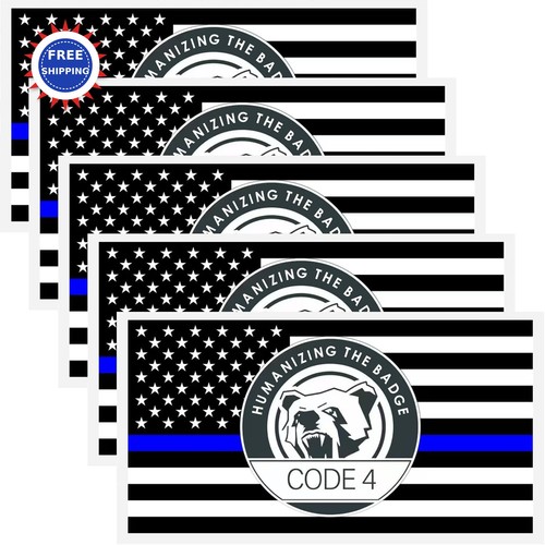Police Support Stickers 5PCS Thin Blue Line American Flag Car Decal ...